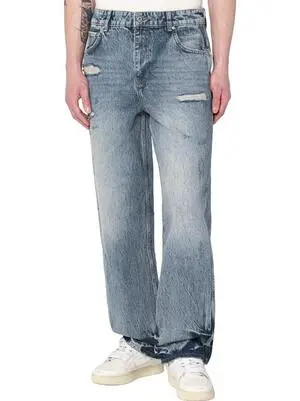 REPRESENT Washed Denim Jeans With Rips - Blue