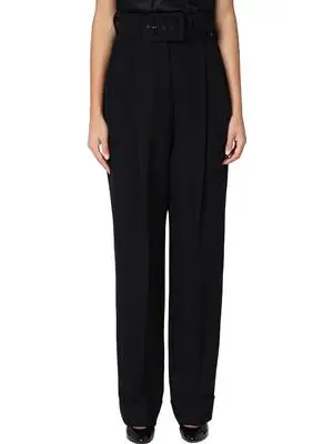 Max Mara Grain De Poudre Wool Wide Trousers - Black