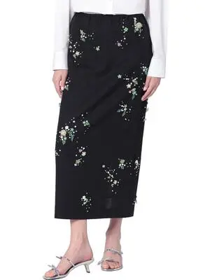 Bernadette Miriam Embroidered Linen-blend Skirt - Black