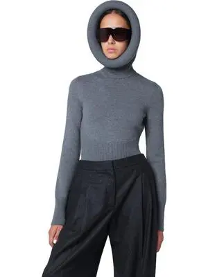 Alaïa Hooded Wool Sweater - Grey