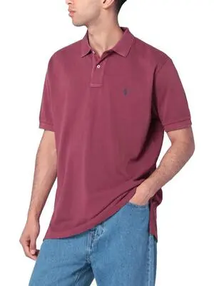 Polo Ralph Lauren Washed Wine Red Cotton Polo - Burgundy