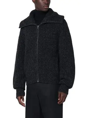 LEMAIRE Alpaca Blend Zip Cardigan - Black
