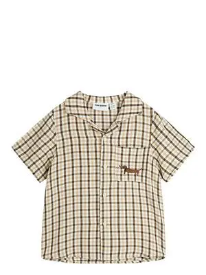 MINI RODINI Beige Shirt With A Checkered Pattern