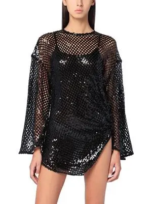 Attico Mesh Sequined Mini Dress - Black