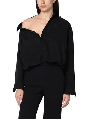 Balenciaga Asymmetric Poplin Shirt - Black