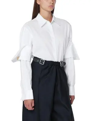 Loewe Cotton Poplin Shirt With Double-layer Cuffed Sleeves - Metal