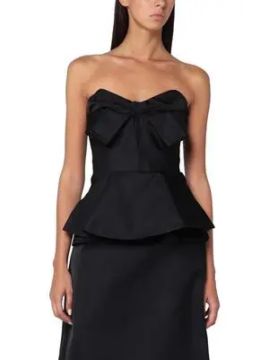 Alexander McQueen Corset Top In Silk Blend - Black