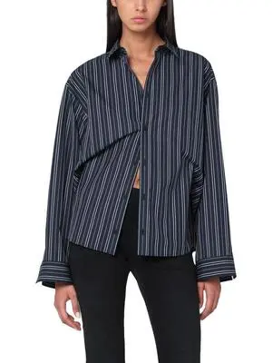 Balenciaga Striped Cotton Shirt - Blue