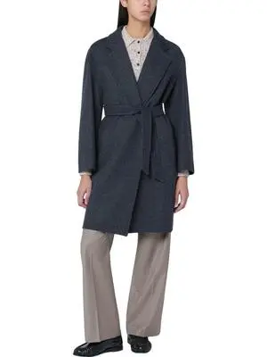 Max Mara Virgin Wool Bathrobe Coat - Blue