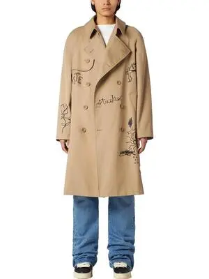 1989 STUDIO Oversized Scribble Trench Coat - Beige