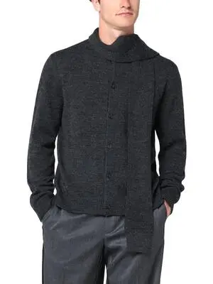 MAISON MARGIELA Wool-blend Cardigan With Scarf - Grey