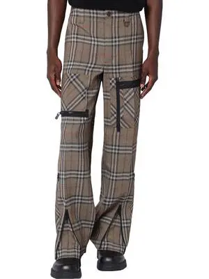 Burberry Check Pattern Cargo Pants - Brown