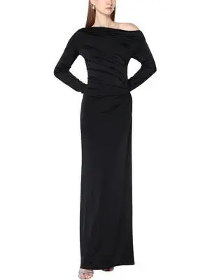 Victoria Beckham Long Viscose Jersey Dress - Black