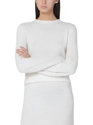 Max Mara Stretch Cashmere Knit Sweater White