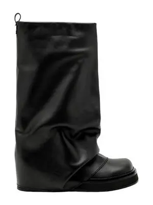 Attico Leather Combat Boots - Black