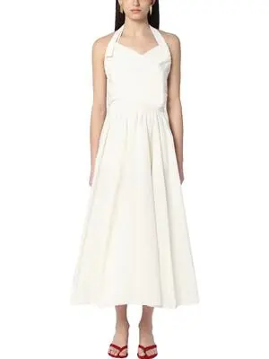 Patou Ankle-length Faille Dress With Bow - White