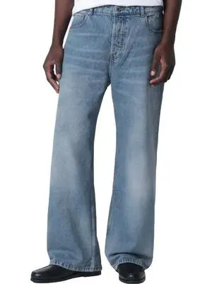 Ami Washed-effect Wide Leg Jeans - Blue