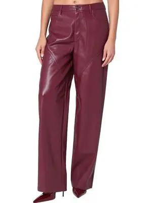 ROTATE BY BIRGER CHRISTENSEN Faux Leather Trousers - Burgundy
