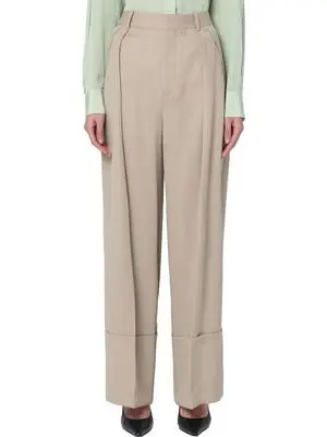 Victoria Beckham Wide-leg Wool Trousers - Beige