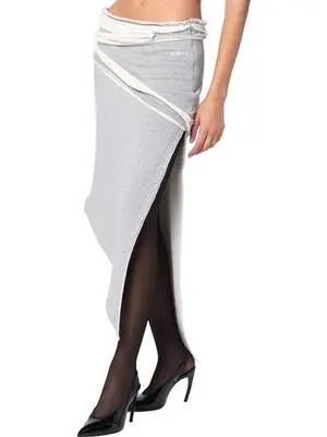 Attico Asymmetric Mélange Cotton Skirt - Grey