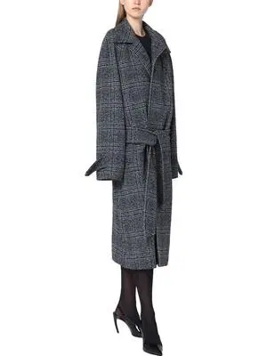 Balenciaga Raglan Ankle-length Checked Coat - Black