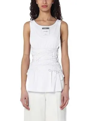 Moschino Cotton Tank Top With Laces - White