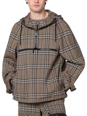 Burberry Check Pattern Half-zip Jacket - Brown