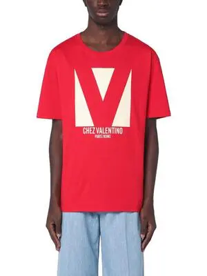Valentino Garavani T-shirt With Chez Print - Red