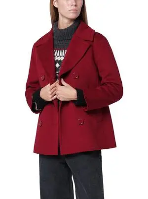 Max Mara Short Wool Coat Burgundy