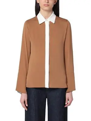 Max Mara Silk Colour-block Shirt - Beige
