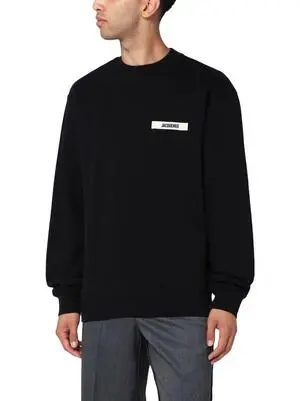 Jacquemus Crew Neck Cotton Sweatshirt - Black