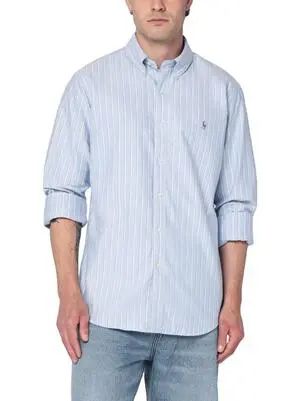 Polo Ralph Lauren Striped Oxford Shirt Custom-fit - Light Blue