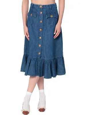 Valentino Garavani Denim Midi Skirt - Blue