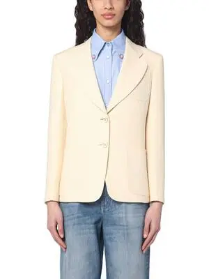 Valentino Garavani Wool And Silk Single-breasted Jacket - Beige