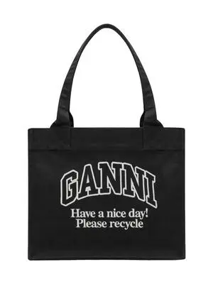 GANNI Large Canvas Tote Bag - Grey
