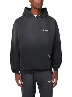 REPRESENT Washed Oversized Hooded Sweatshirt - Black