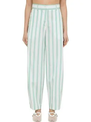 MARGAUX LONNBERG Beatty Striped Cotton Trousers - Green
