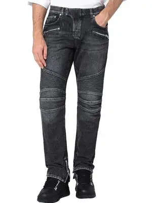 Balmain Slim Biker Jeans - Grey