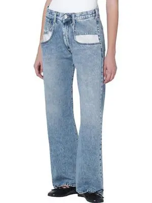 MAISON MARGIELA Straight Leg Jeans With Contrast Pockets - Light Blue