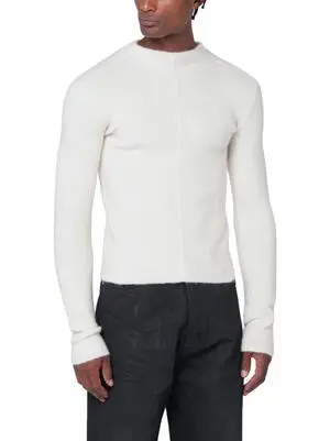 Rick Owens Ribbed Alpaca Blend Sweater - White