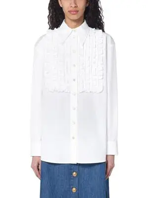 Valentino Garavani Cotton Poplin Shirt With Ruffle Detail - White