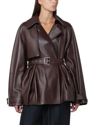 Loewe Leather Balloon Jacket Brown