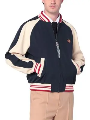 Valentino Garavani Bomber Jacket With Vlogo Patch - Blue