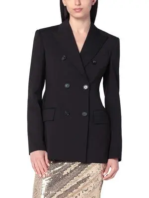 Sportmax Double-Breasted Wool Jacket Brown