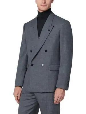 LARDINI Wool Double-breasted Jacket - Grey