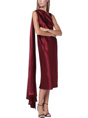 Max Mara Cape Detail Midi Dress - Red