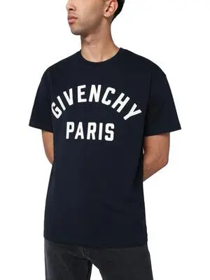 Givenchy Navy Short-sleeved T-shirt With Logo - Blue