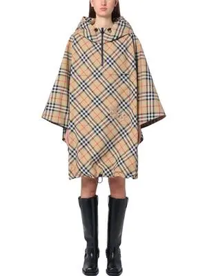 Burberry Check Pattern Poncho - Beige