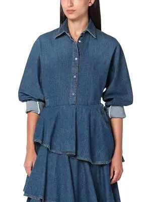 Alaïa Rounded Denim Shirt - Blue