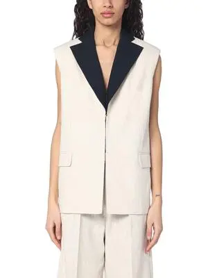 Erika Cavallini Linen Waistcoat With Open Back - White